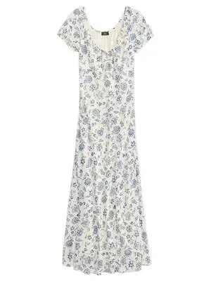 Ralph Lauren Floral Print Maxi Dress - White/blue