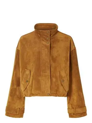 Veronica Beard Cropped Suede Jacket - Brown