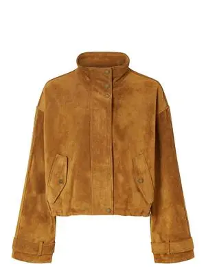 Veronica Beard VERONICA BEARD Bateman Cropped Suede Jacket Tan