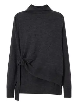 Magda Butrym Knot-detail Wool Turtleneck Sweater - Gray