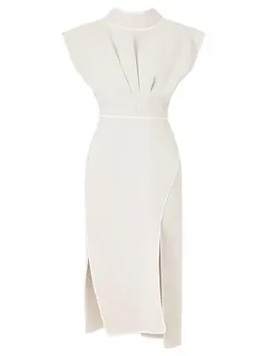 Maticevski Pageant Paneled Crepe Midi Dress - Sand