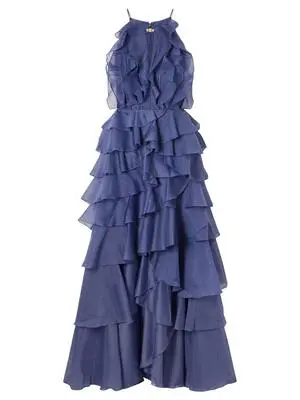 Aje Cleo Ruffled Tiered Organza Gown - Navy
