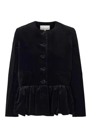 LIBEROWE Cotton-velvet Peplum Jacket - Black