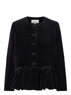 LIBEROWE Cotton-velvet Peplum Jacket - Black