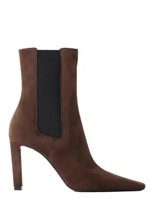 Saint Laurent Francoise 95 Suede Ankle Boots - Brown