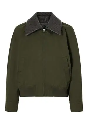 Bottega Veneta Intrecciato Leather-trimmed Cotton-twill Jacket - Green