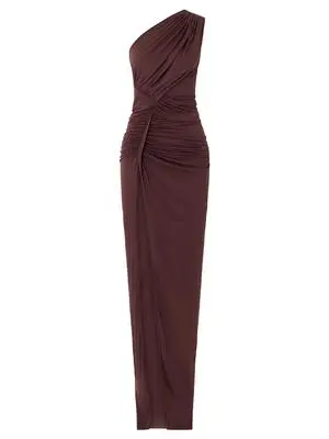 Rick Owens Avra One-shoulder Ruched Jersey Maxi Dress - Burgundy