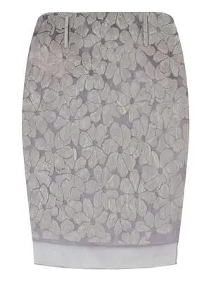 Marni Tiered Floral-appliquéd Organza Midi Skirt - Gray