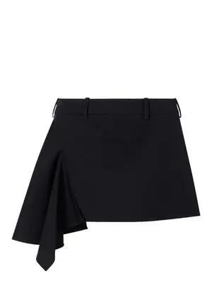 Givenchy Asymmetric Grain De Poudre Wool Mini Skirt - Black