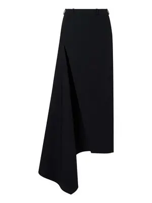 Givenchy Asymmetric Wool Midi Skirt - Black