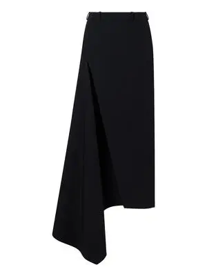 Givenchy Asymmetric Wool Midi Skirt - Black