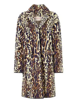 Marni Leopard-jacquard Virgin Wool Coat - Multi