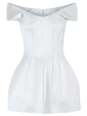 Alexander McQueen Satin Off-the-shoulder Mini Dress - Blue