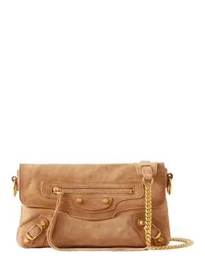 Balenciaga Le City Suede Shoulder Bag - Camel