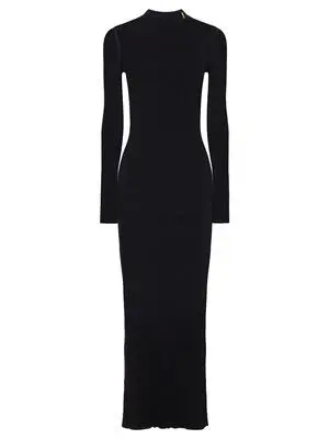 Saint Laurent Cassandre Embellished Silk Midi Dress - Black