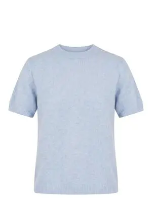 ANSE VICTORIN Anse Victorin Cashmere-Silk Blend Short Sleeve Pullover Blue