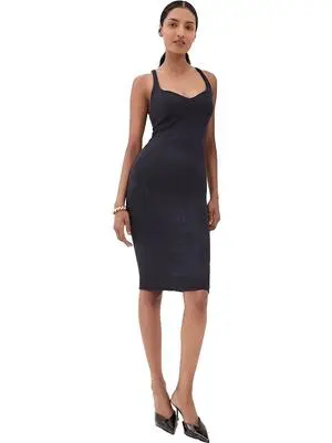 Balmain Bodycon Compact Jersey Knee Length Dress - Ardoise