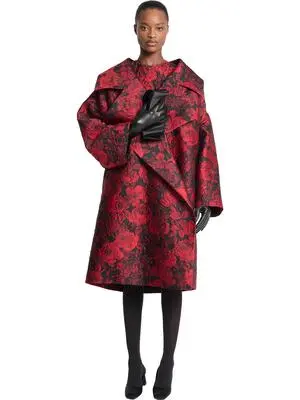 Michael Kors Rose Floral Jacquard Clutch Coat - Red