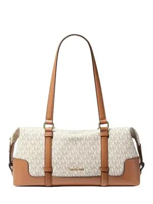 Michael Kors Teddi Large Signature Logo Shoulder Bag - Natural