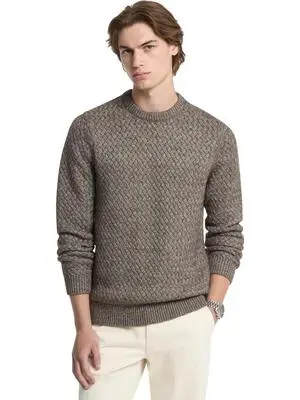 Michael Kors Michael Kors Crosshatch Cotton Blend Sweater Brown
