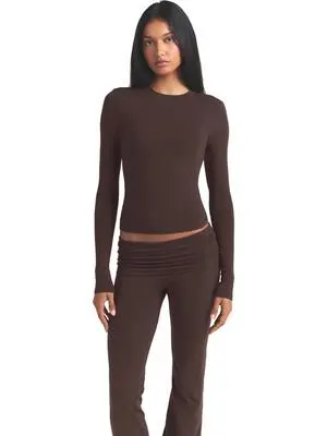 SKIMS SKIMS Cotton Jersey Long Sleeve T-Shirt Espresso