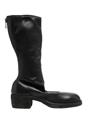 Guidi Rear-zip Leather Boots - Black
