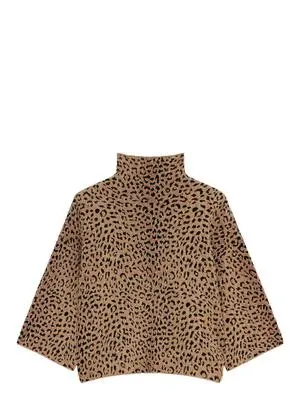 Givenchy Givenchy Leopard Jacquard Turtleneck Top Beige/brown