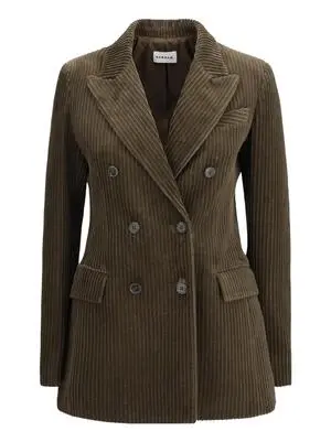 P.a.r.o.s.h P.A.R.O.S.H. Double-Breasted Corduroy Tailored Blazer Black