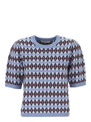 FRAME Short-sleeved Crewneck Jumper With Retro Geometric Print - Wu