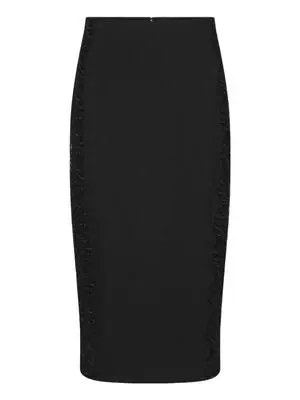 ROTATE BY BIRGER CHRISTENSEN Lace-trimmed Midi Pencil Skirt - Black