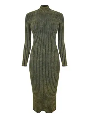DIESEL® Mock Neck Long Sleeve Knit Midi Dress - No