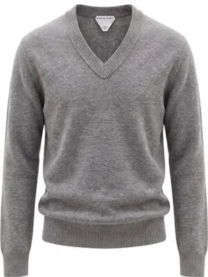 Bottega Veneta Long Sleeve Knit V-neck Top - Gray