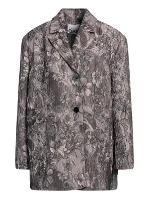 GANNI Floral Print Jacquard Jacket - Gray