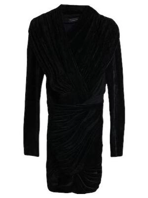 Balenciaga Long Sleeve V-neck Fitted Dress - Black