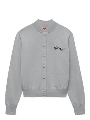 Kenzo Eiffel Tower Design Wool Varsity Cardigan - Pearl Grey