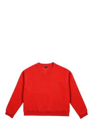 RAVE ON TREND Classic Crew V-neck Sweater - Red