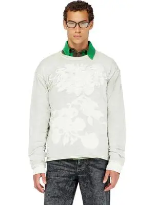 DIESEL® Long-sleeve T-shirt With Floral Print And Logo Patch Grey