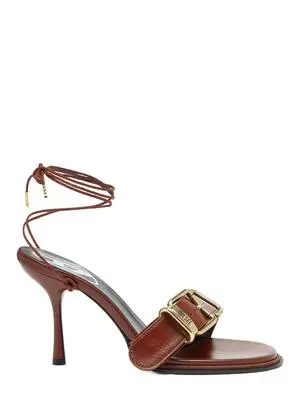 DIESEL® Leather Ankle Wrap Sandals With Gold-tone Buckle - Brown