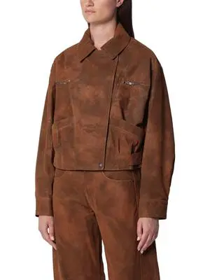 Isabel Marant Étoile Belma Faux Suede Biker Jacket - Brown