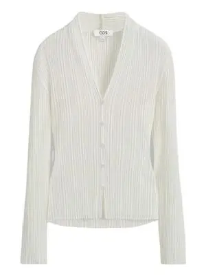 Cos COS Pleated Jacquard Cardigan White