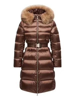 Moncler Leersies Long Down Coat - Brown