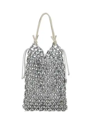 Staud Karla Beaded Bag - Silver