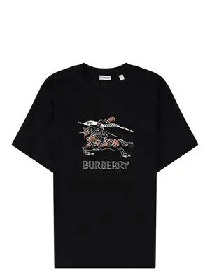 Burberry T-shirt In Cotone Con Knight Check - Black