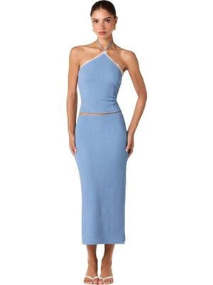 Astr The Label ASTR The Label Milana Knit Midi Skirt Blue