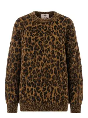 ANIYE BY Aniye By Leopard Print Crewneck Relaxed Knit Sweater Brown