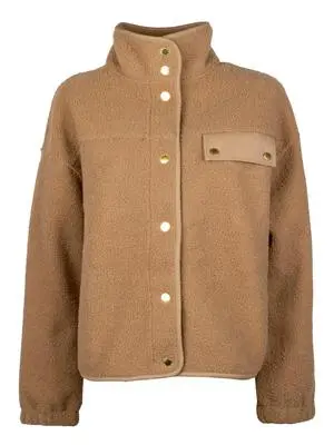 Barbour BARBOUR Stand Collar Fleece Cropped Jacket Brown