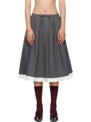 SHUSHU/TONG Ruffled Pleated Midi Skirt - Black
