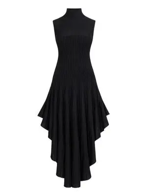 Alaïa Sculpting Asymmetric Hem Dress - Black