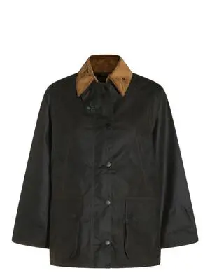 Barbour Corduroy Collar Waxed Cotton Field Jacket - Black