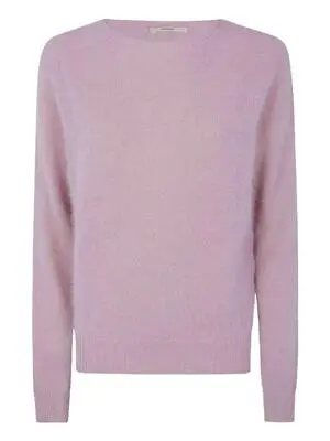 ROBERTO COLLINA Plush Knit Long Sleeve Crewneck Sweater - Pink